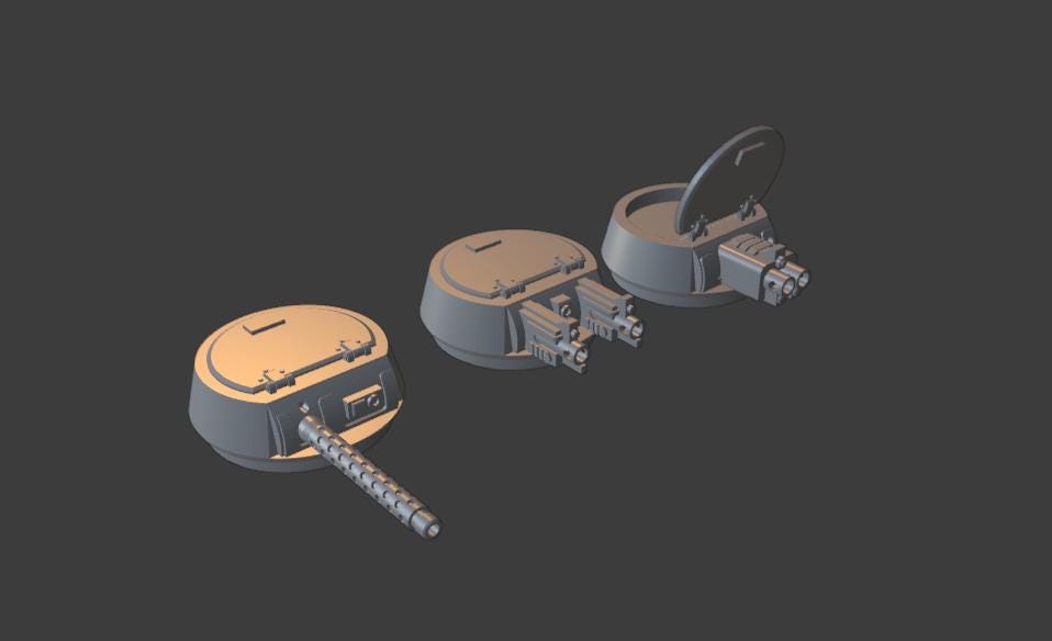 Grimdark mini turrets for sci-fi vehicles and tanks – Tiny Panzer Studio